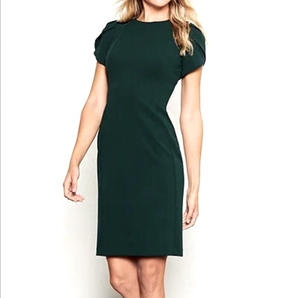 Calvin Klein | Dresses | Calvin Klein Forest Green Tulip Sleeve Sheath ...